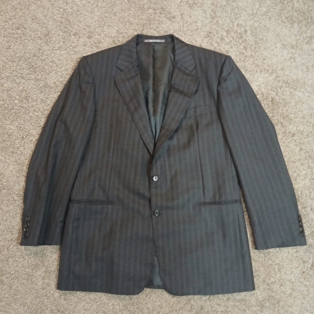 Hickey Freeman Mens Striped Blazer 2 Button Dark Grey… - Gem